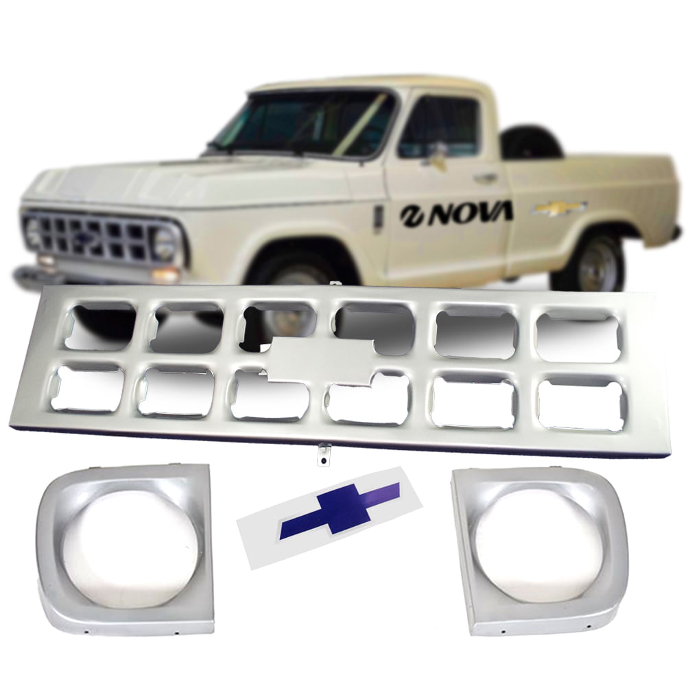 Kit Grade Dianteira + Emblema Aro Farol Veraneio /a10 /c10 Jahu KIT1663